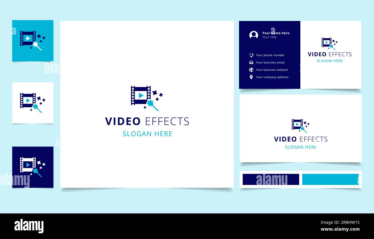 Video effects logo design with editable slogan. Branding book and ...