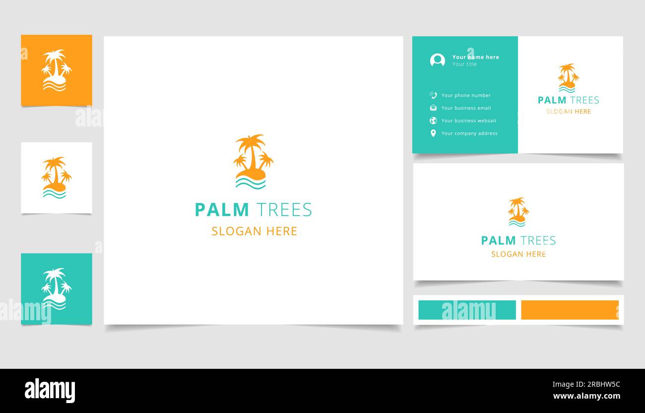 Palm trees logo design with editable slogan. Branding book and business ...