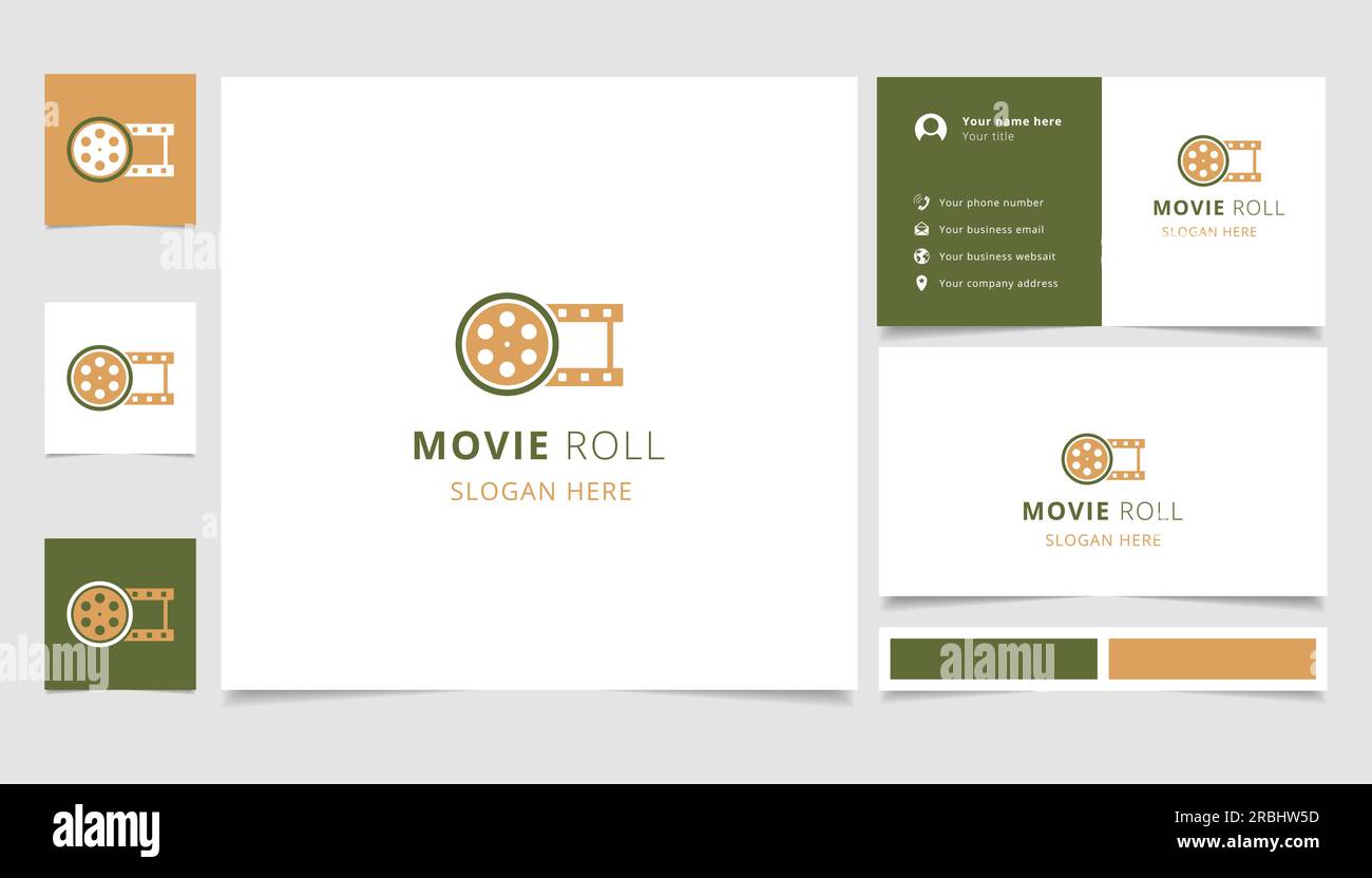 Movie roll logo design with editable slogan. Branding book and business ...