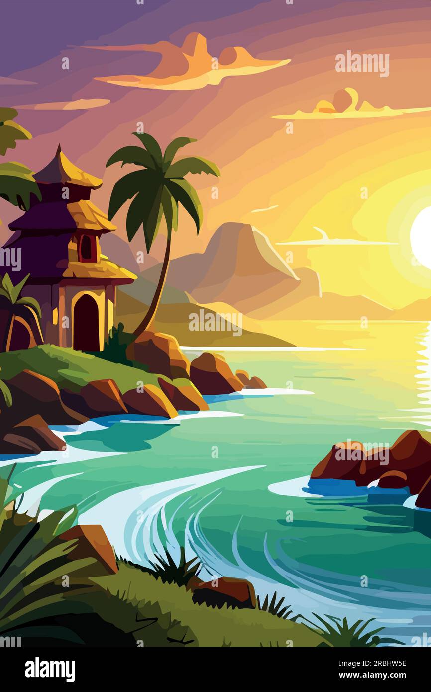 Vertical beach scene Stock Vector Images - Alamy