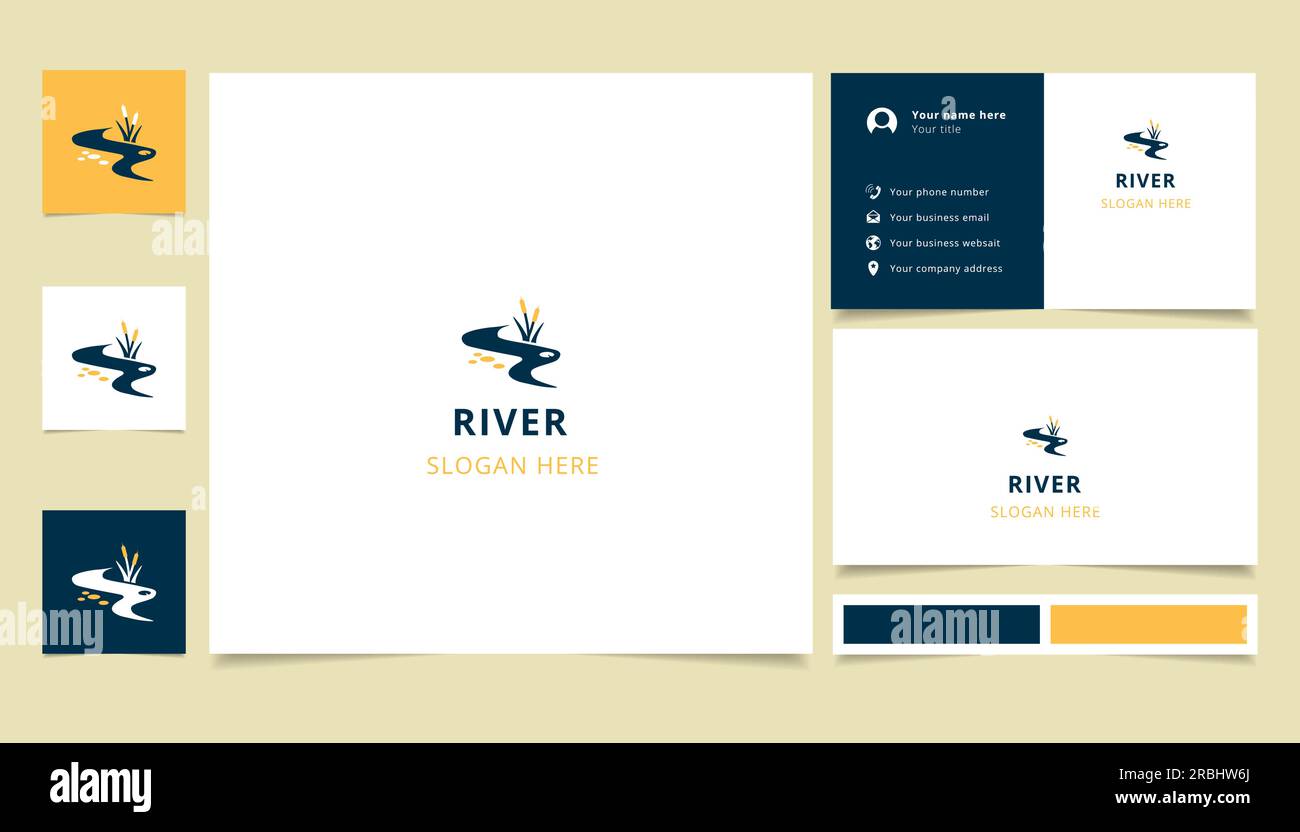 River logo design with editable slogan. Branding book and business card ...