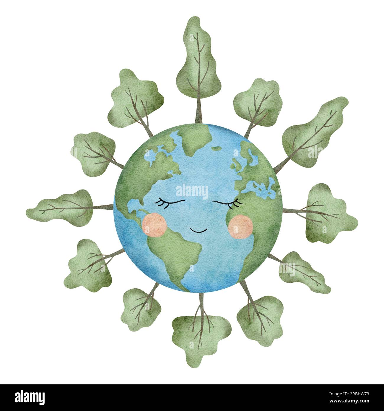 Planet Earth with cute face, smile. Symbol of life, nature, foundation ...