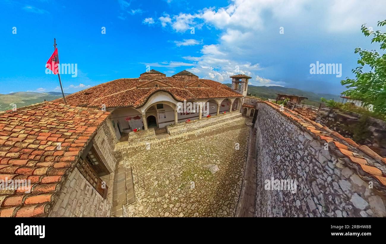 Aerial view on Cloister of the Onufri Iconographic Museum of Berat. A ...