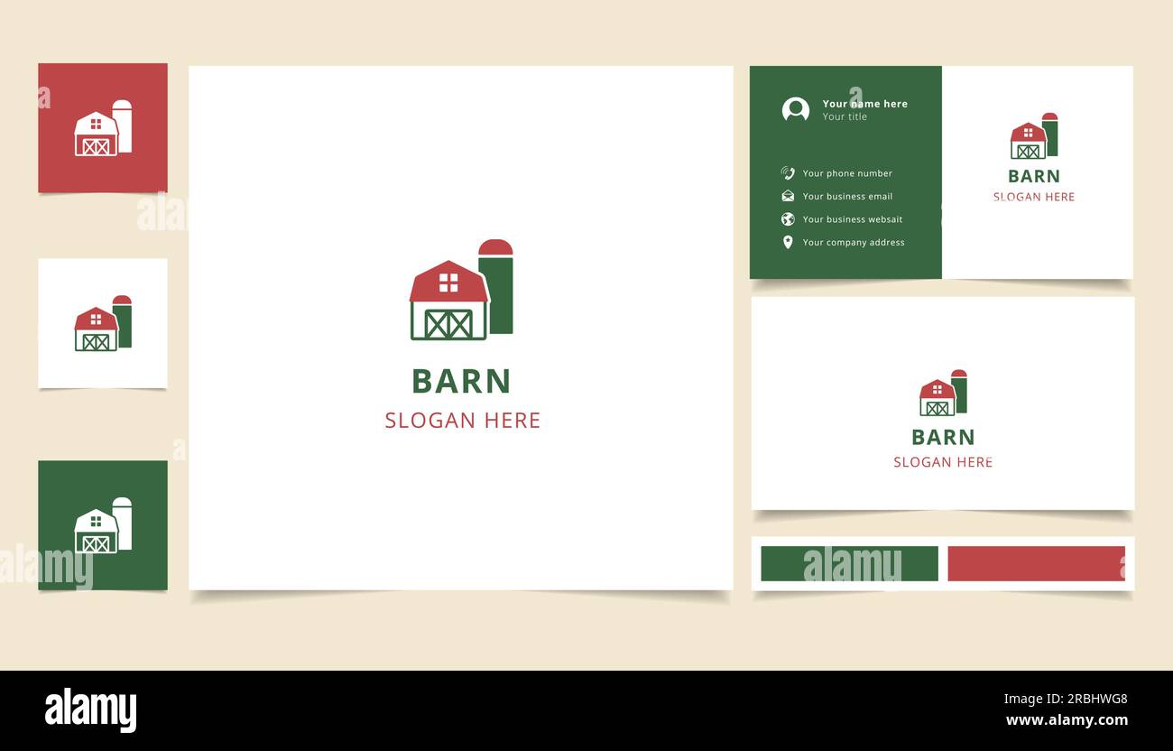 Barn logo design with editable slogan. Branding book and business card ...