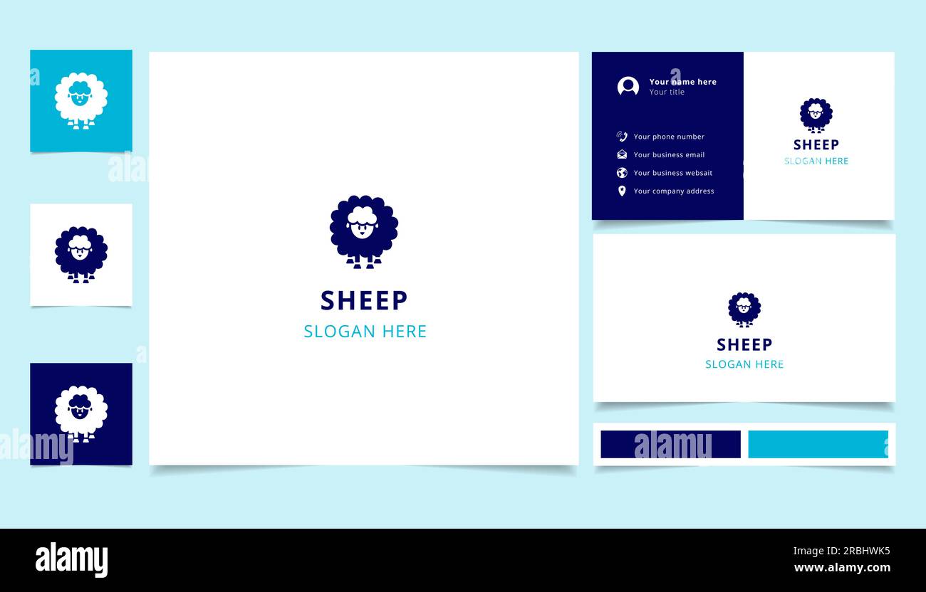Sheep logo design with editable slogan. Branding book and business card ...