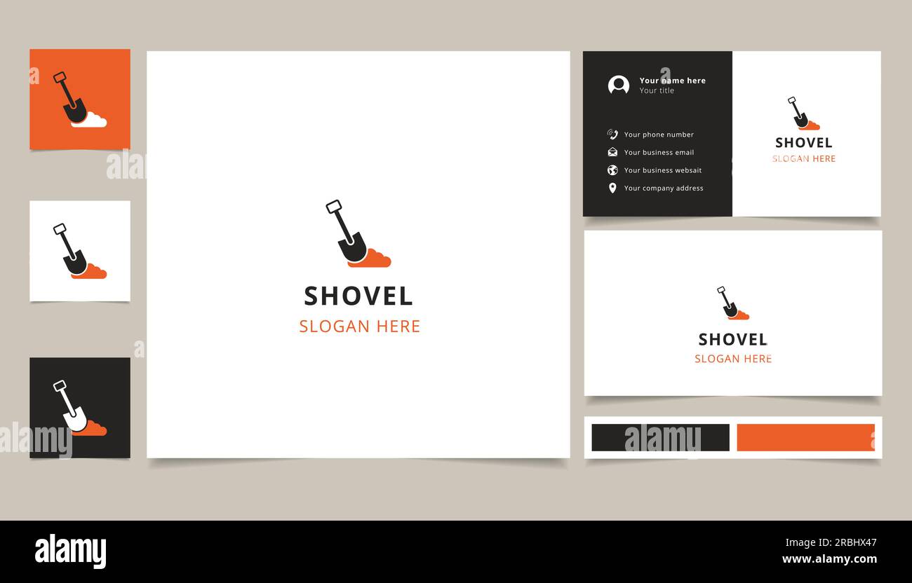 Shovel logo design with editable slogan. Branding book and business ...