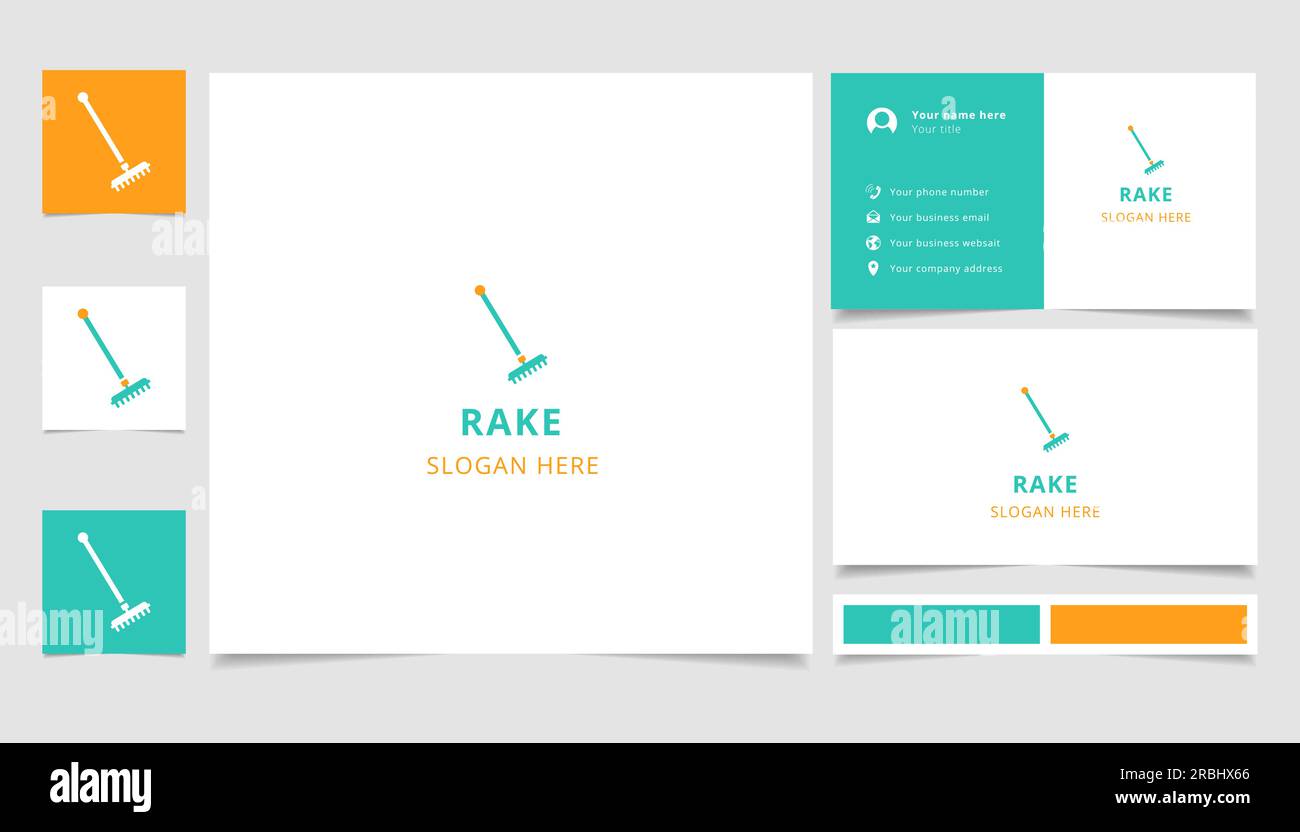 Rake logo design with editable slogan. Branding book and business card ...