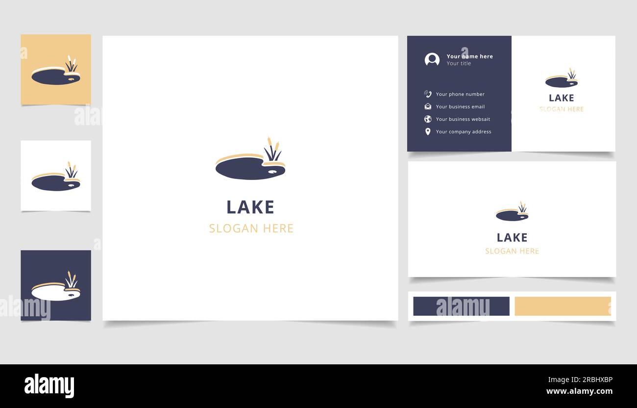 Lake logo design with editable slogan. Branding book and business card ...