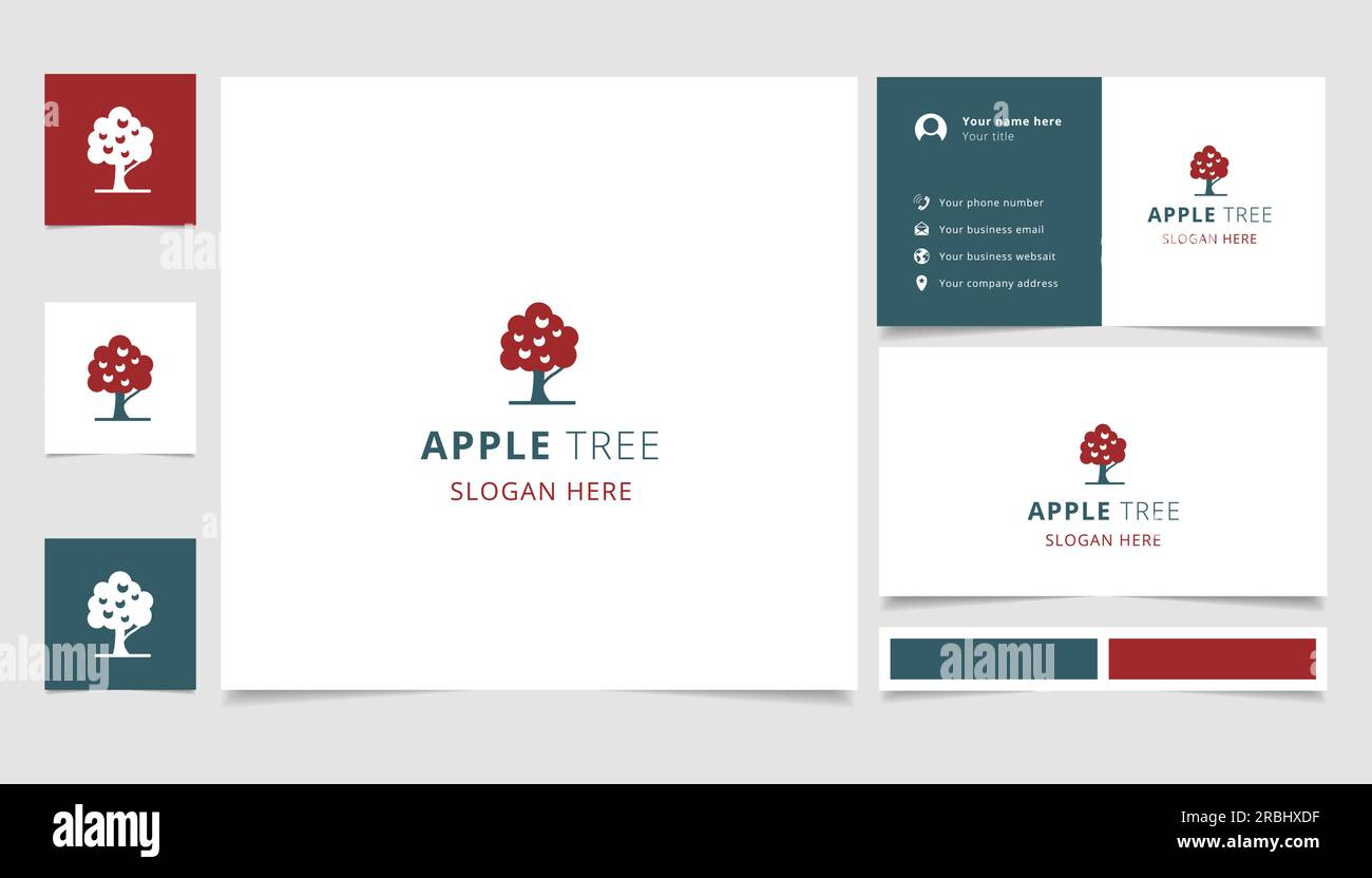 Apple tree logo design with editable slogan. Branding book and business ...