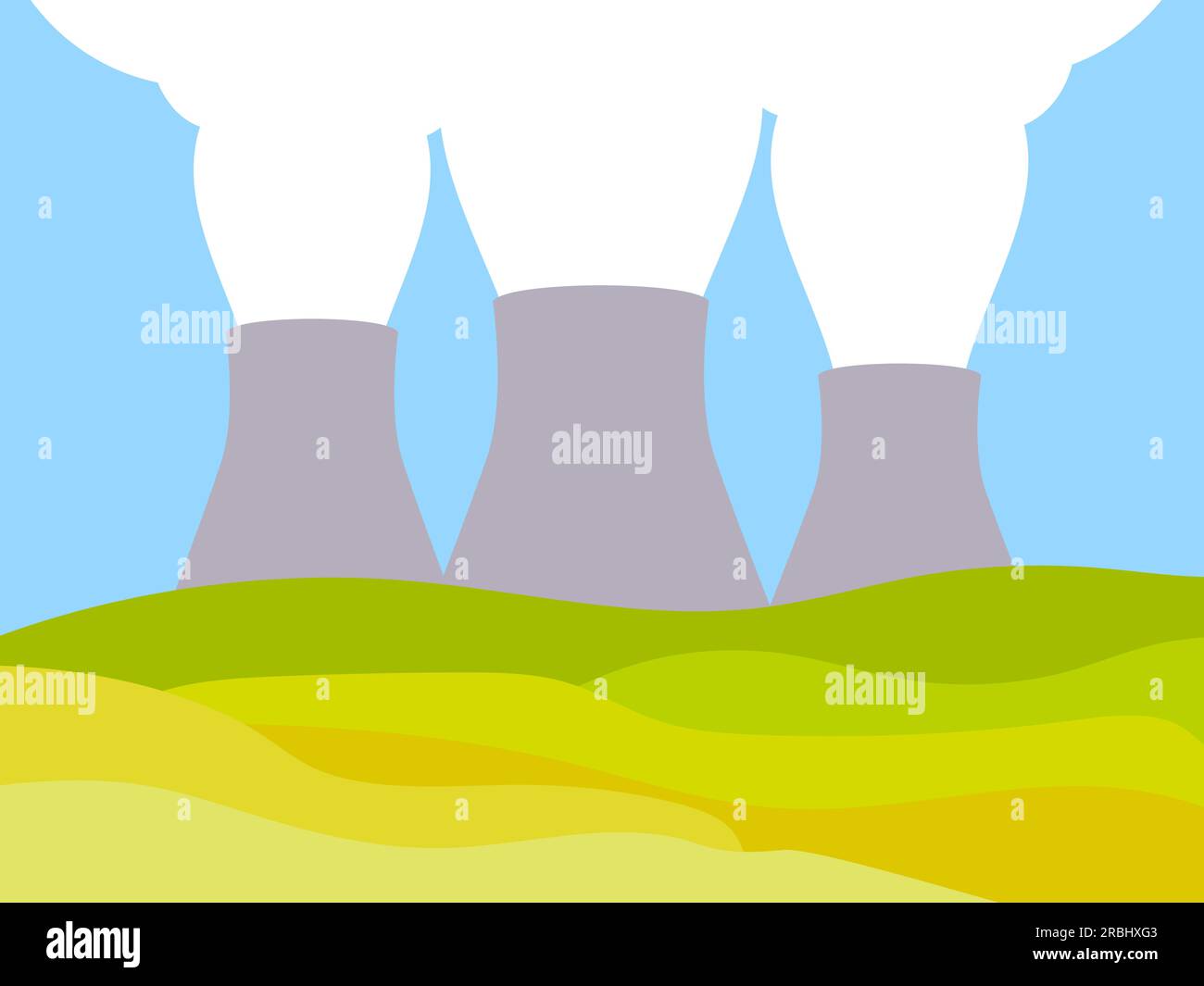 Nuclear power plant. Landscape overlooking a nuclear power plant with ...
