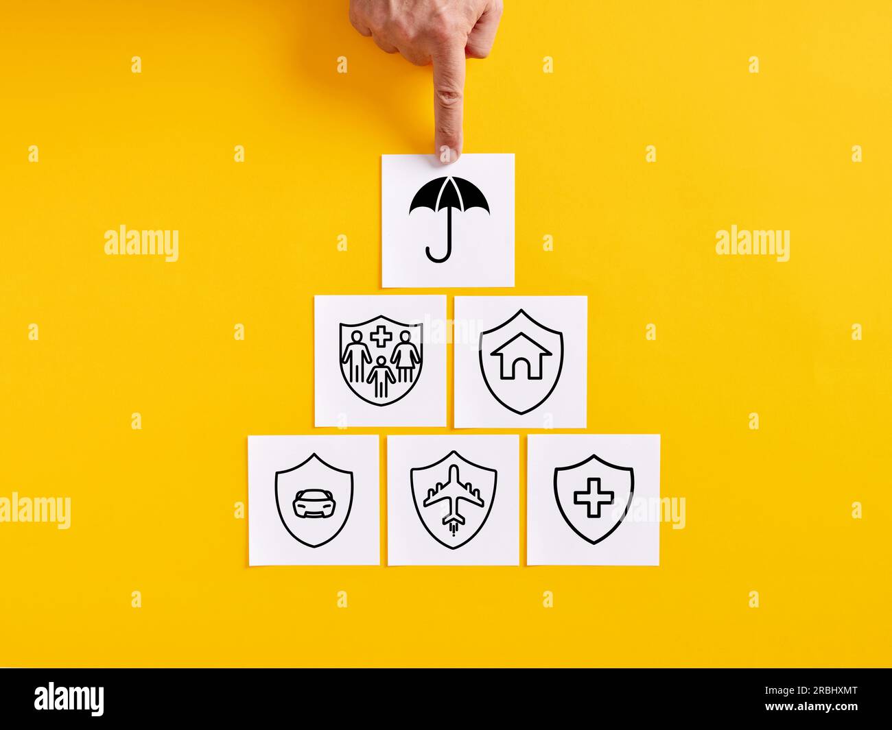 Insurance coverage and security. White note papers with life, travel ...