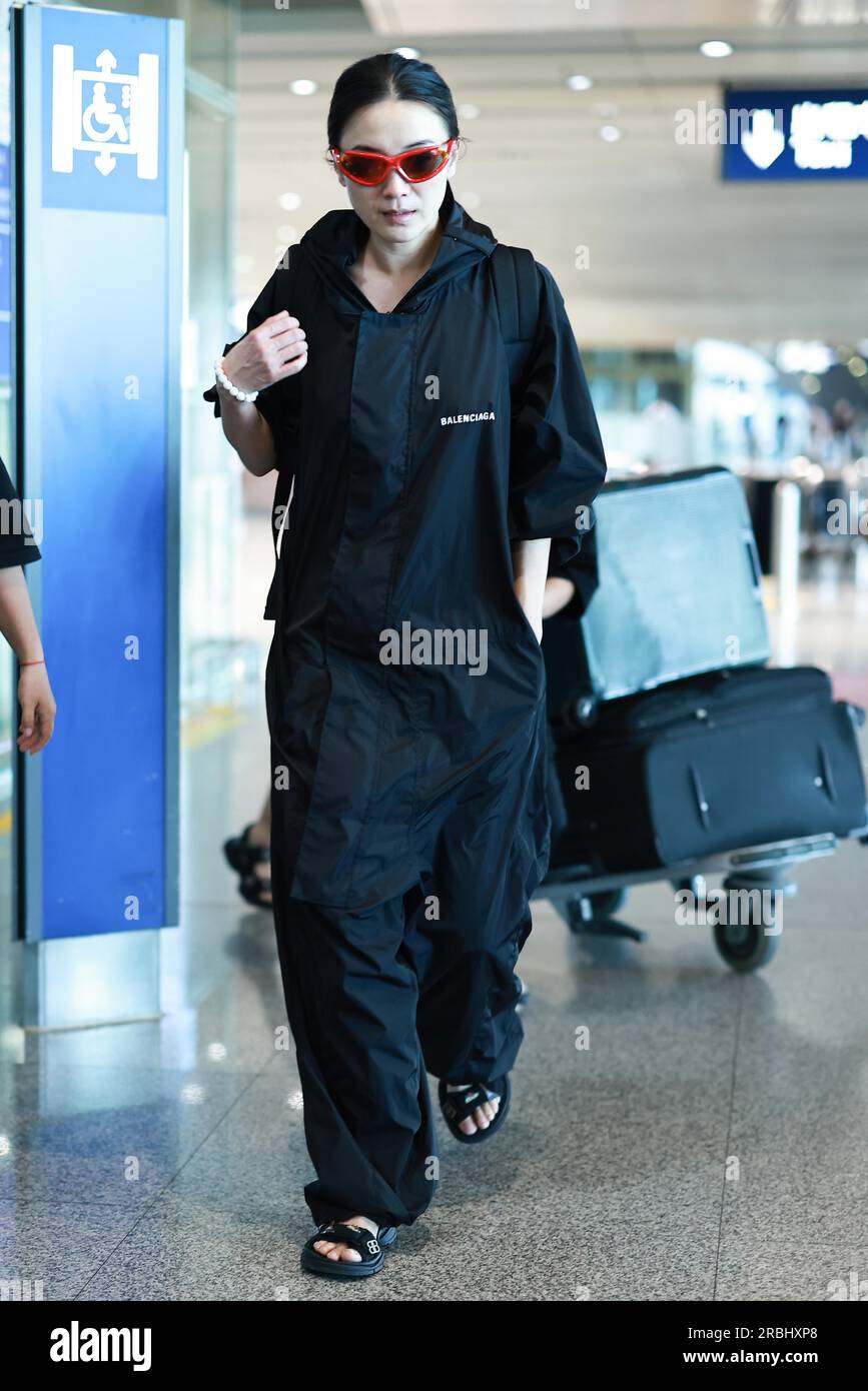 Chinese actress and singer Song Jia appears at airport in Beijing ...