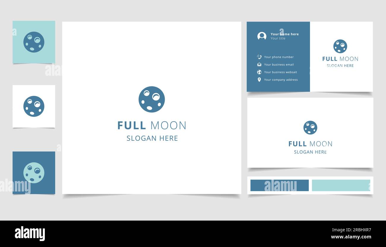 Full moon logo design with editable slogan. Branding book and business ...