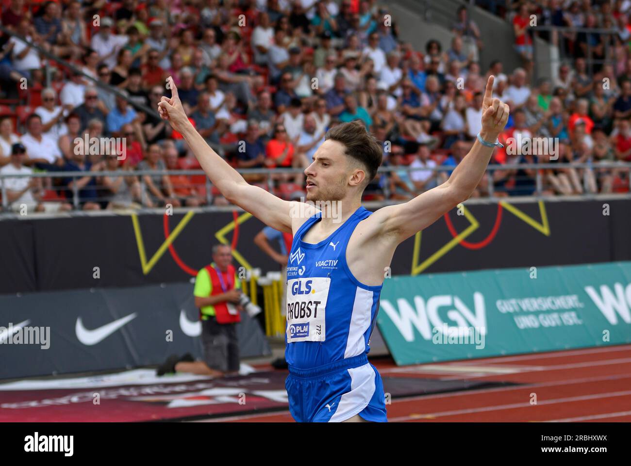 Jubilation winner Marius PROBST (TV Wattenscheid 01) at the finish, men ...
