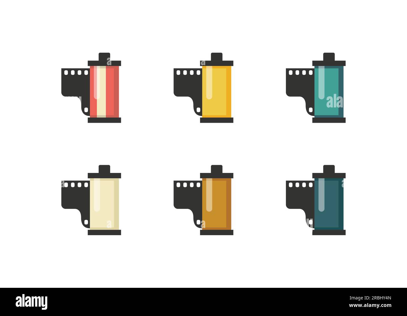 Colorful set of vintage photo camera film rolls. Vector illustration ...