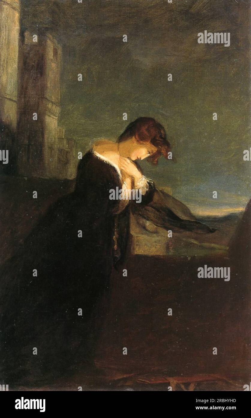Lady on the Battlements of a Castle 1868 by Thomas Sully Stock Photo ...