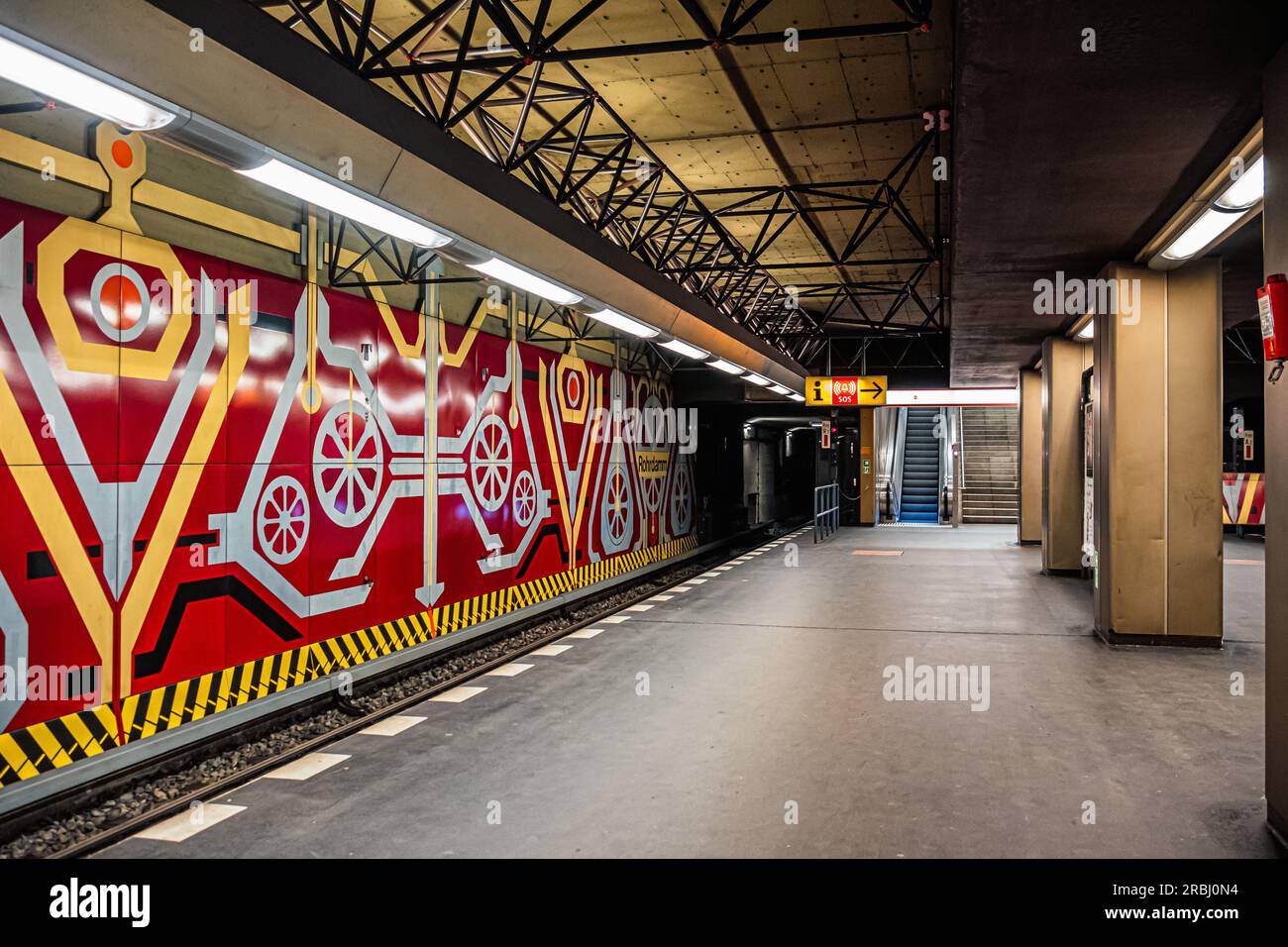 U Rohrdamm U-bahn Underground railway station interior on the U7 line ...