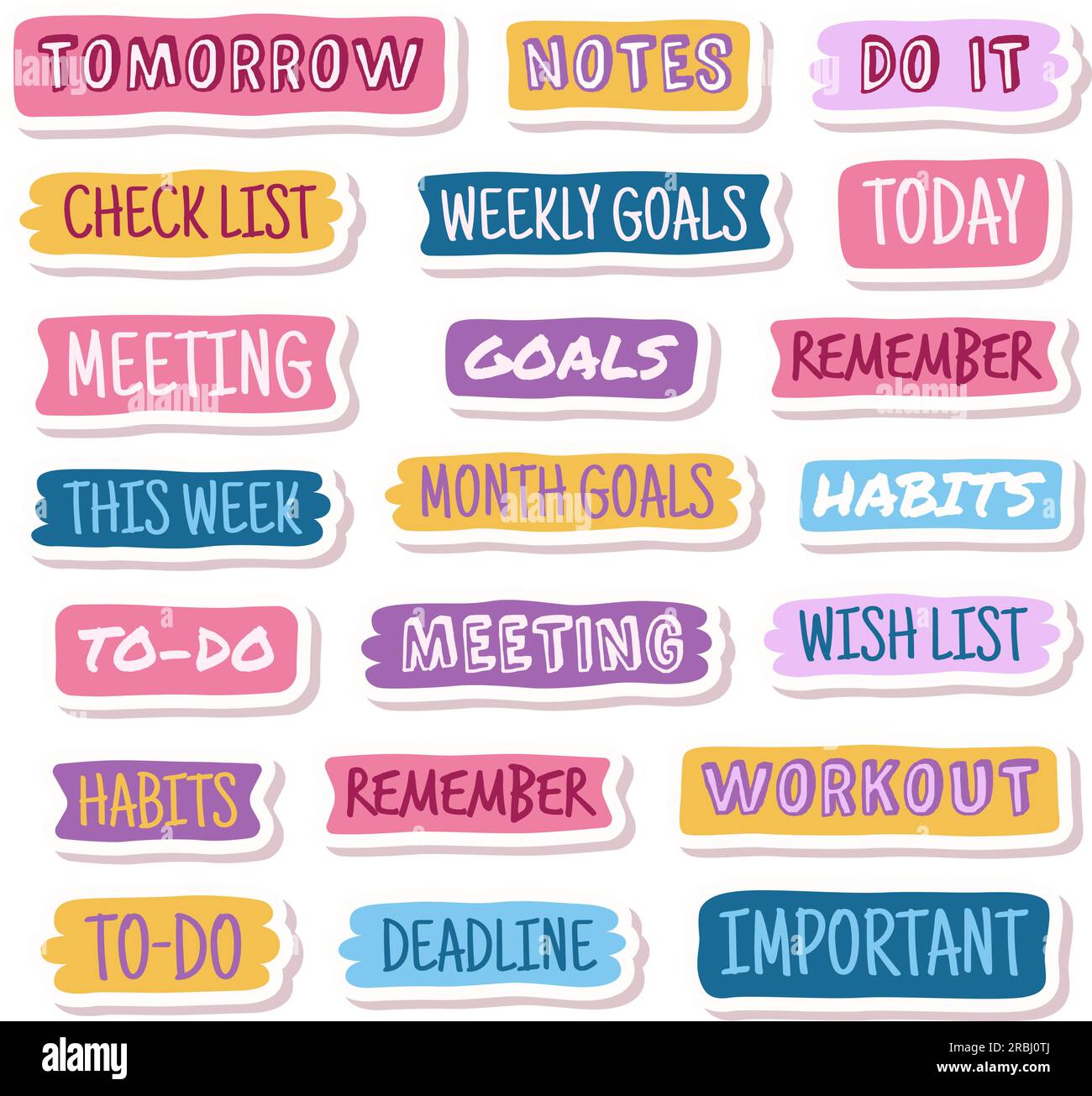 Diary sticker set. Important notes and to do list. Goals and meeting ...