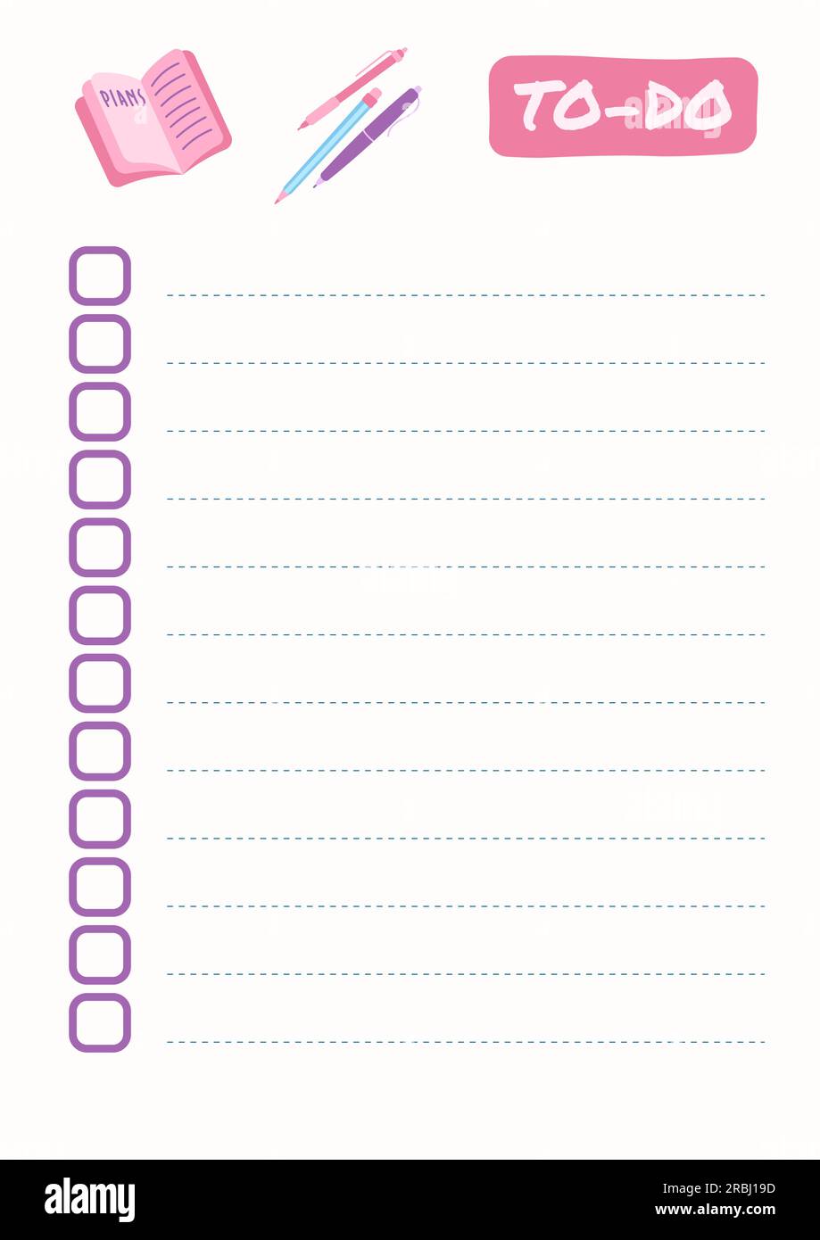 To do list. Planner note page. Girly notebook. Frame for text with ...
