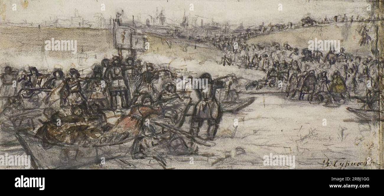 Yermak's conquest of Siberia (study) by Vasily Surikov Stock Photo - Alamy