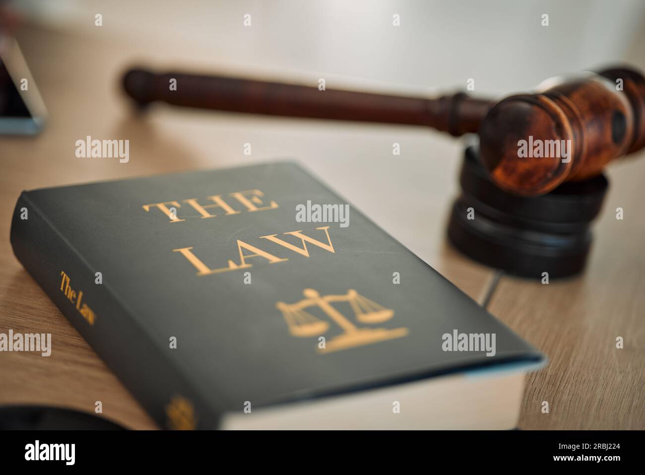 Justice law book and gavel in court for truth, freedom and legal system ...
