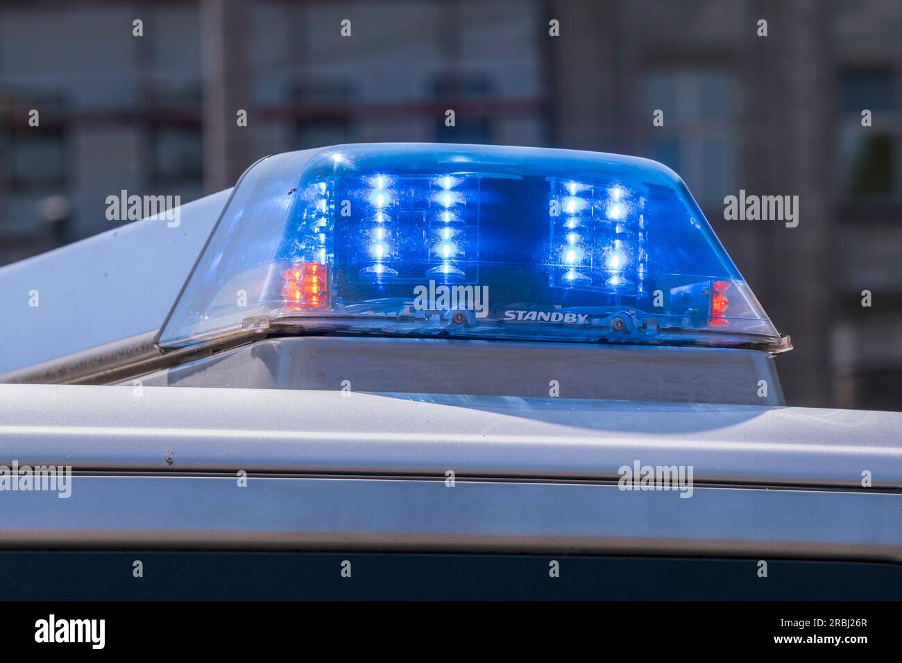 Blue light on a police car Stock Photo - Alamy