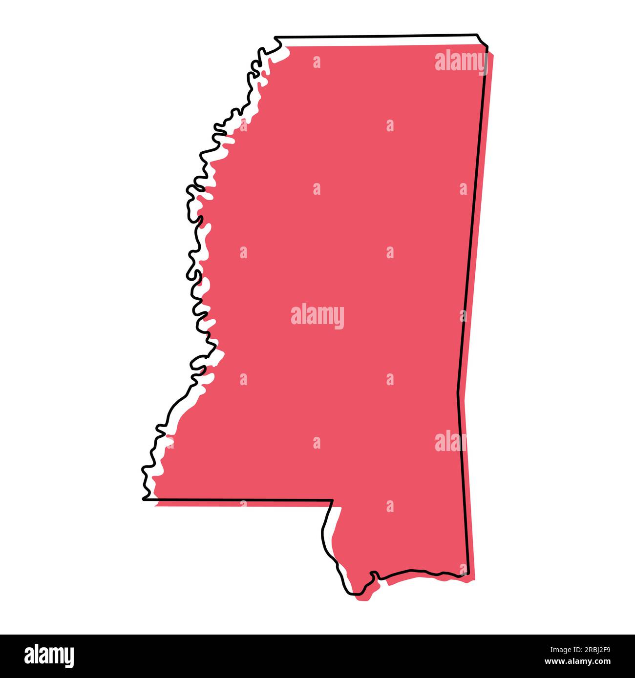 Mississippi map shape, united states of america. Flat concept icon ...