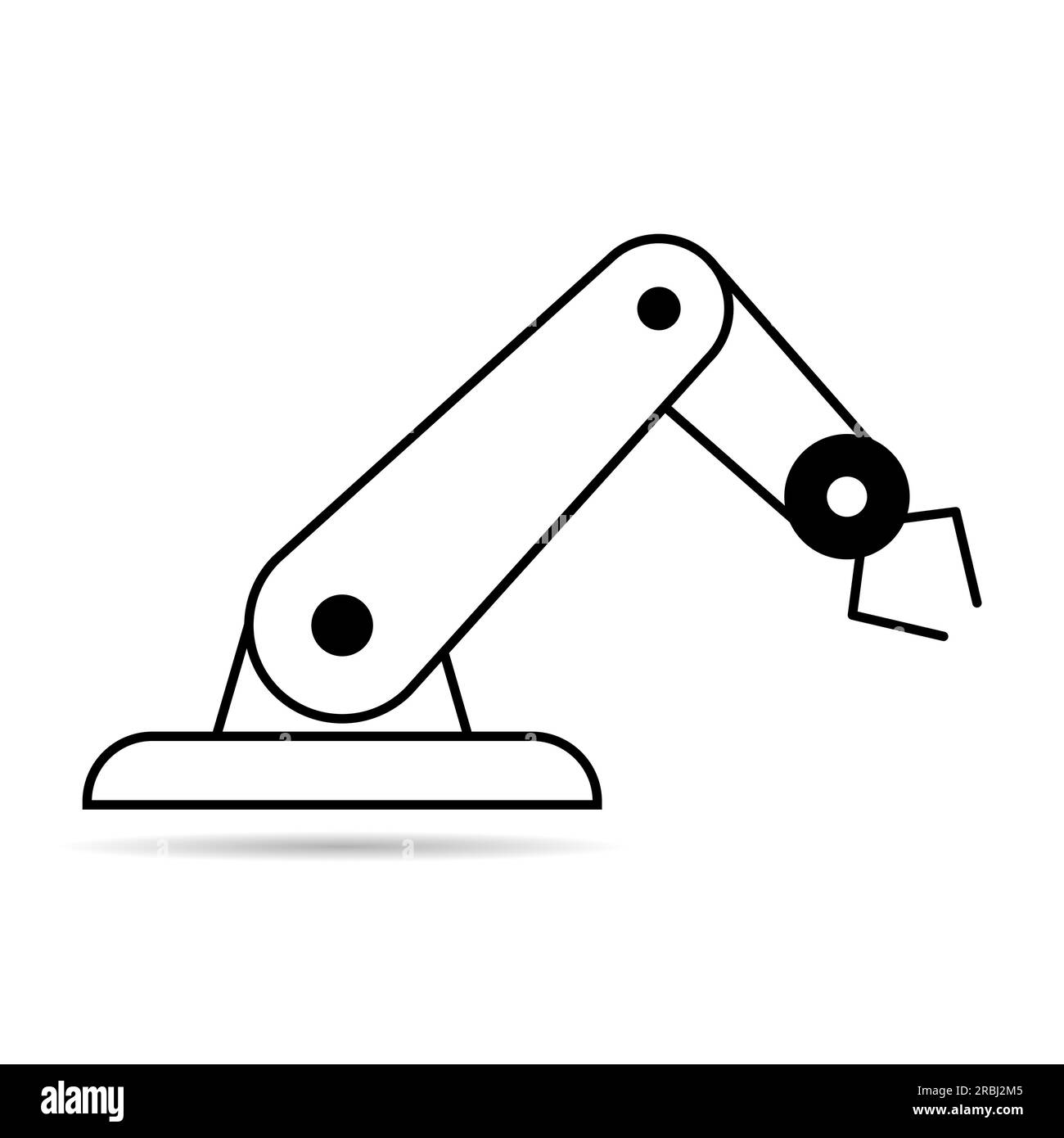 Mechanical robot arm machine shadow icon, technology hydraulic robotic hand, vector illustration ...