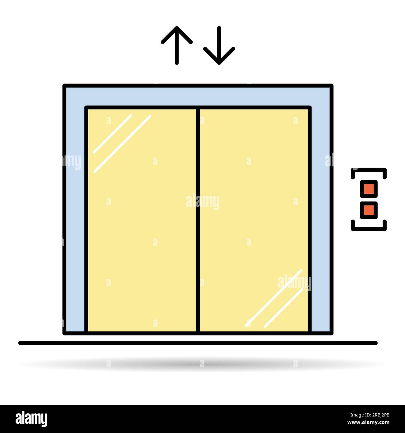 Lift elevator icon shadow, graphic design sign, building doorway symbol ...