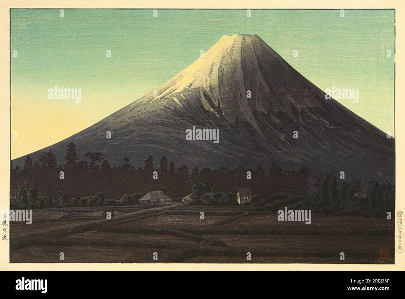 Fuji near Tamaho (green variant) 1936 by Shotei Takahashi Stock Photo ...