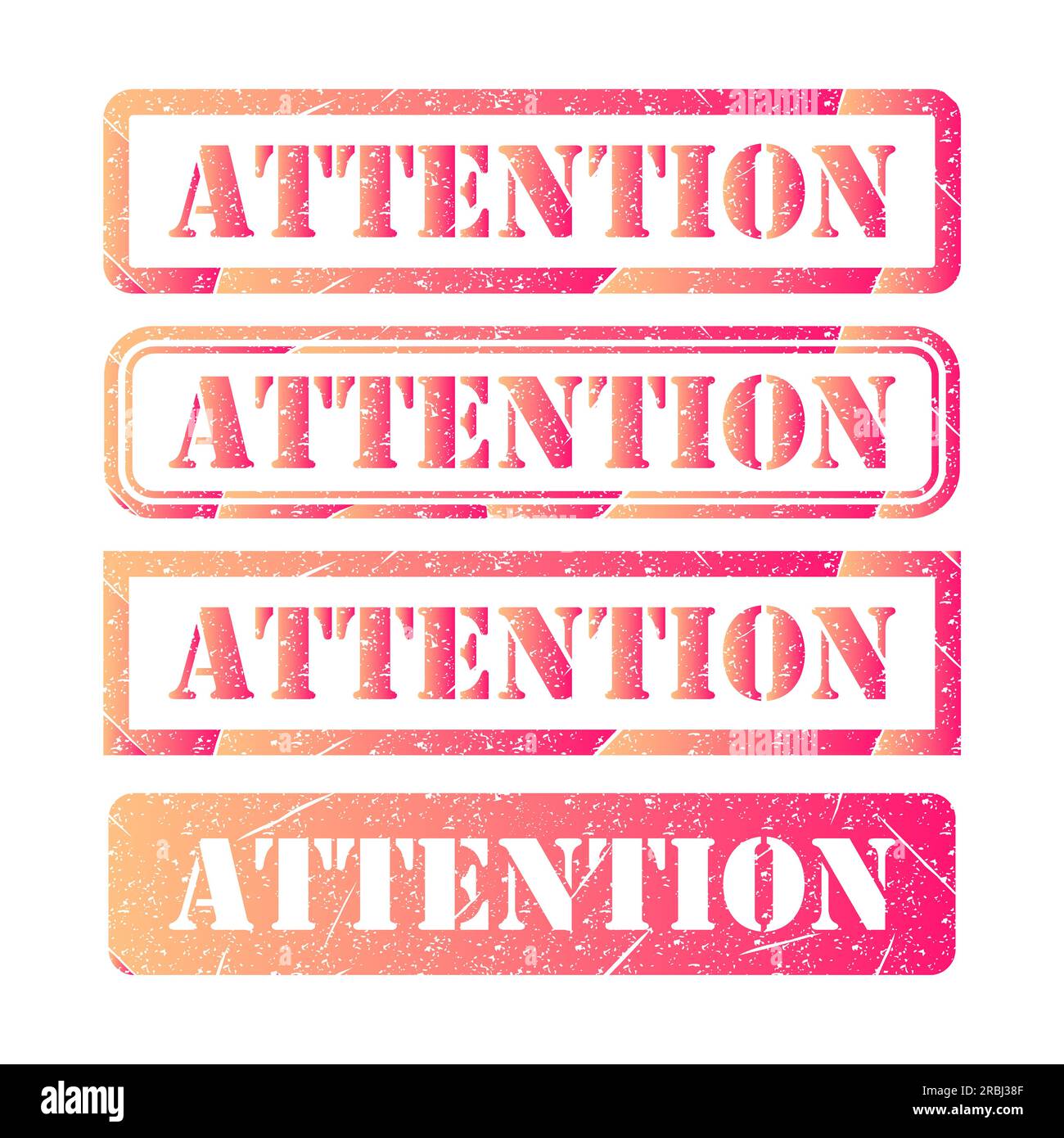 Set of Attention stamp symbol, label sticker sign button, text banner ...
