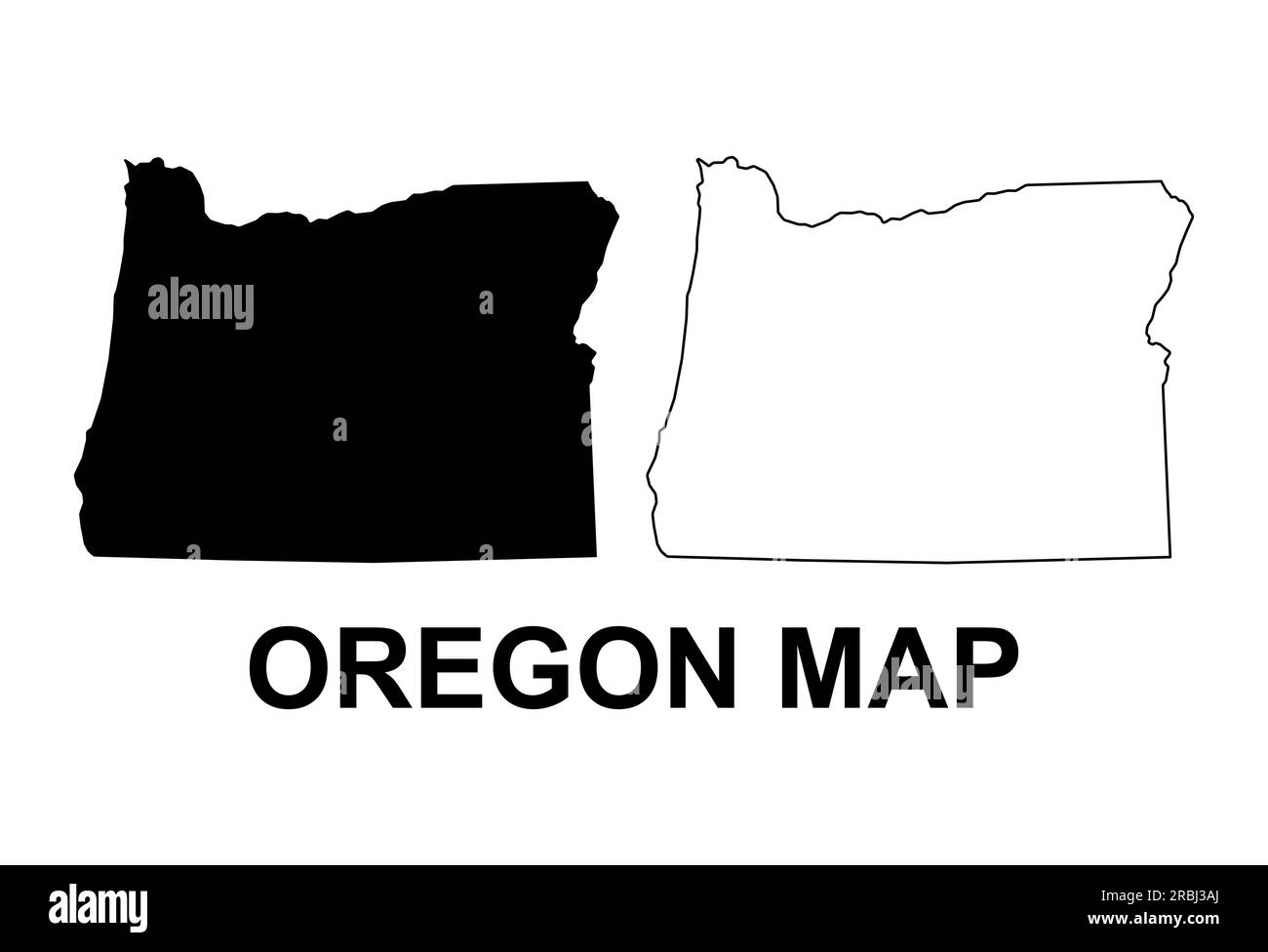 Illustration state oregon silhouette map Black and White Stock Photos ...