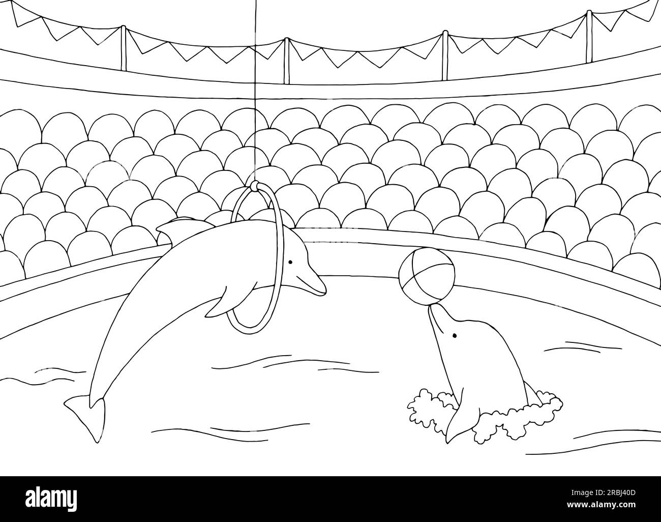 White flag dolphin Black and White Stock Photos & Images - Alamy