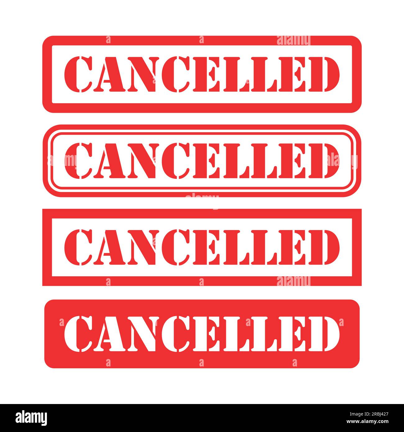 Set of Cancelled stamp symbol, label sticker sign button, text banner ...