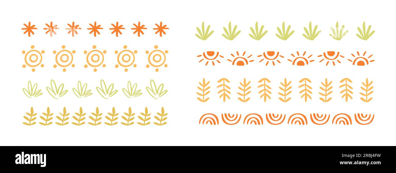 Vector Boho Doodle Borders Set. Tribal Strokes Stock Vector Image & Art ...