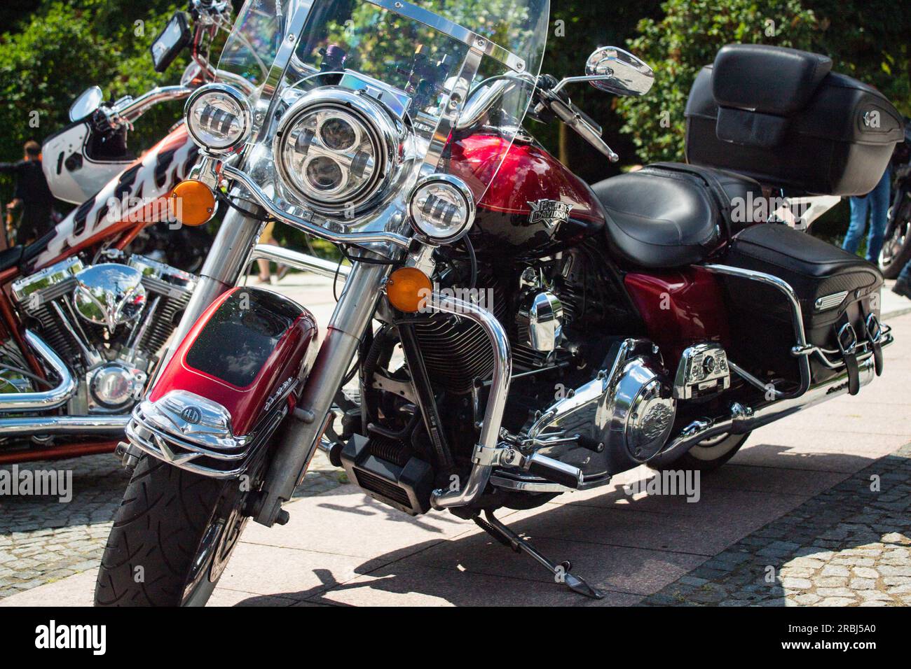 Red and silver Harley in all its glory.11.07.2023 Bialystok Poland ...