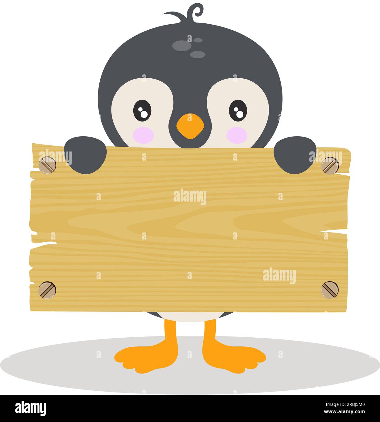 Cute penguin with wooden signboard Stock Photo - Alamy