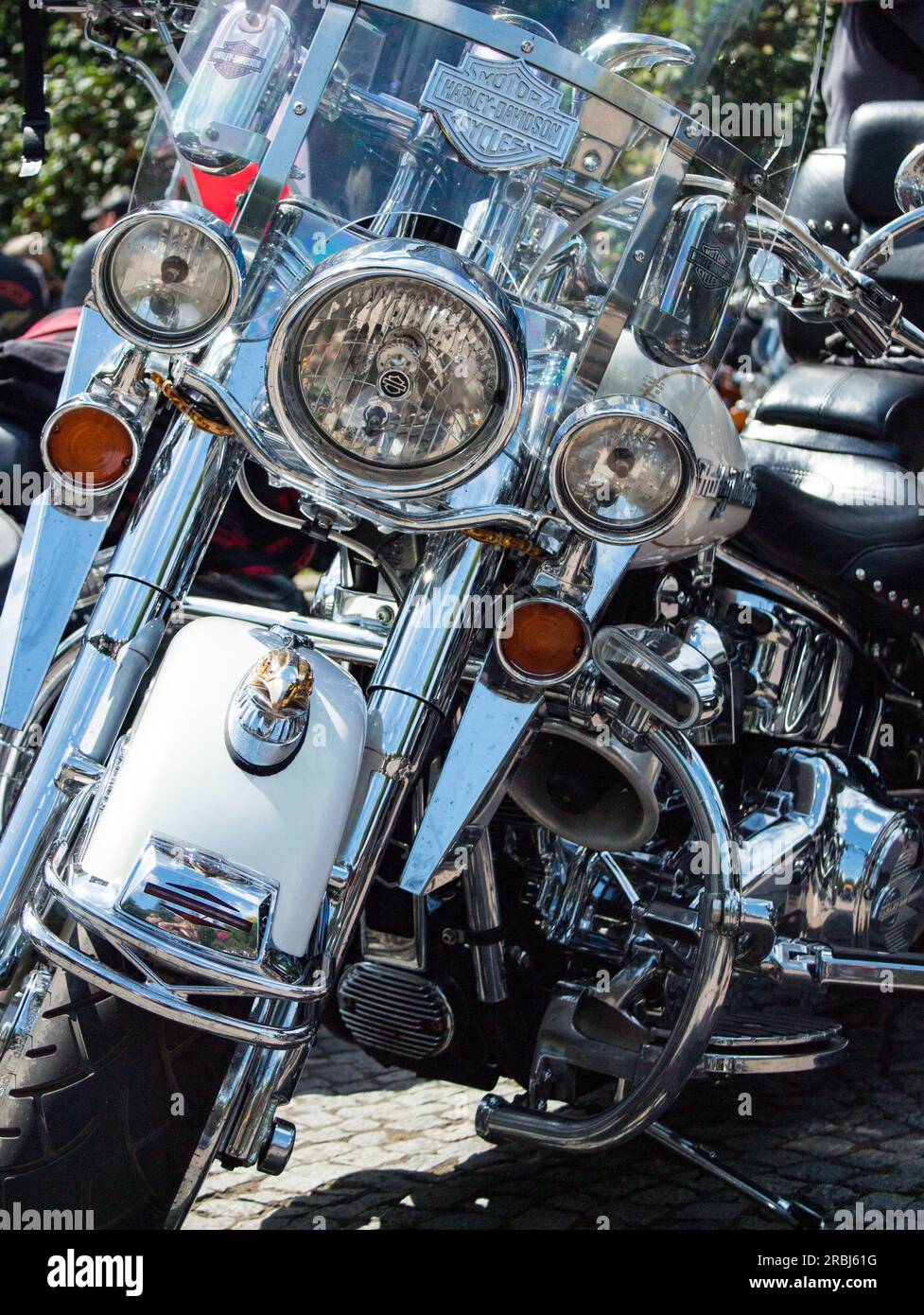 Silver Harley Davidson at the motorcycle rally. 11.07.2023 Bialystok ...
