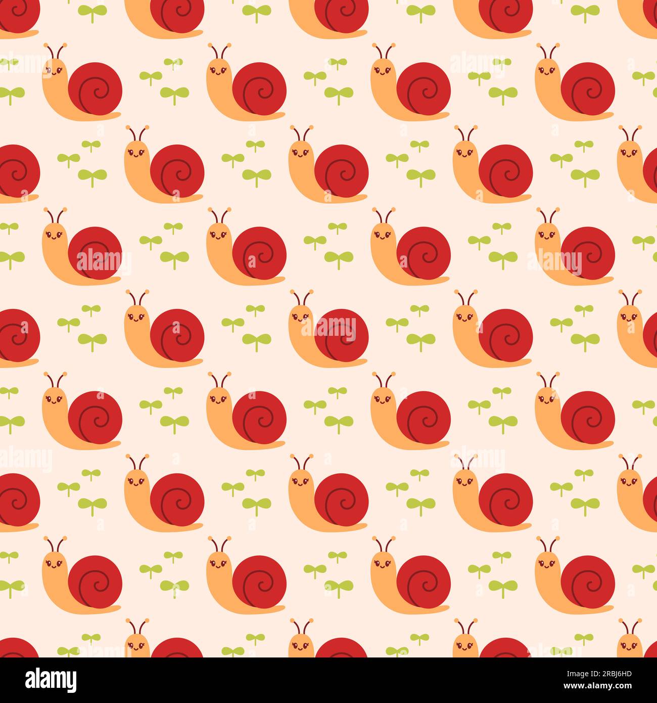 Cute snail seamless pattern. Childrens vector illustration. Snail with ...