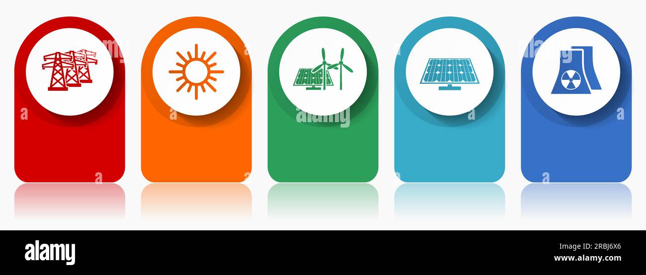 Renewable energy icon set, miscellaneous vector icons such as power ...