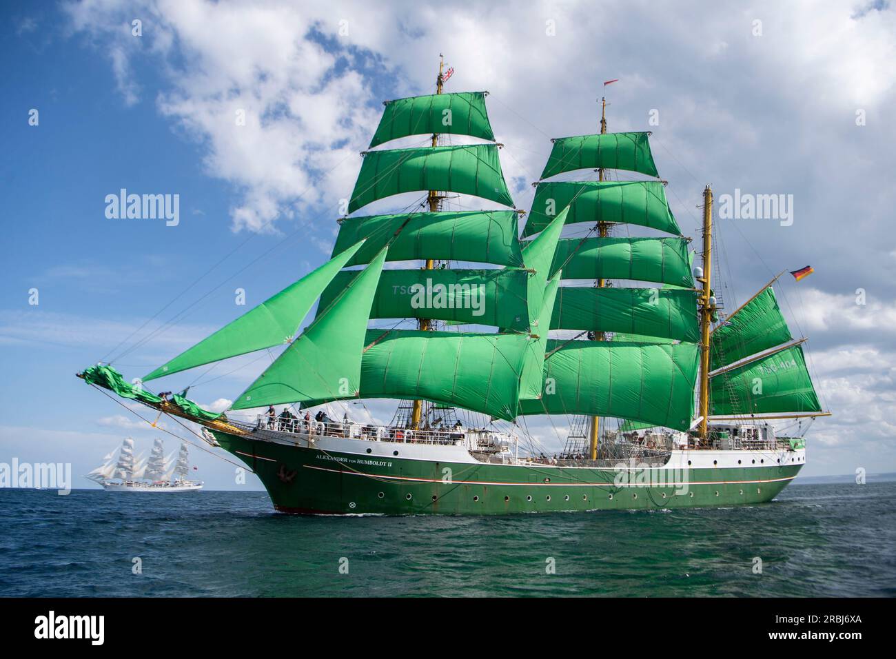 Sunday 9th 2023 - Hartlepool, UK. The Tall Ships are pictured under a ...