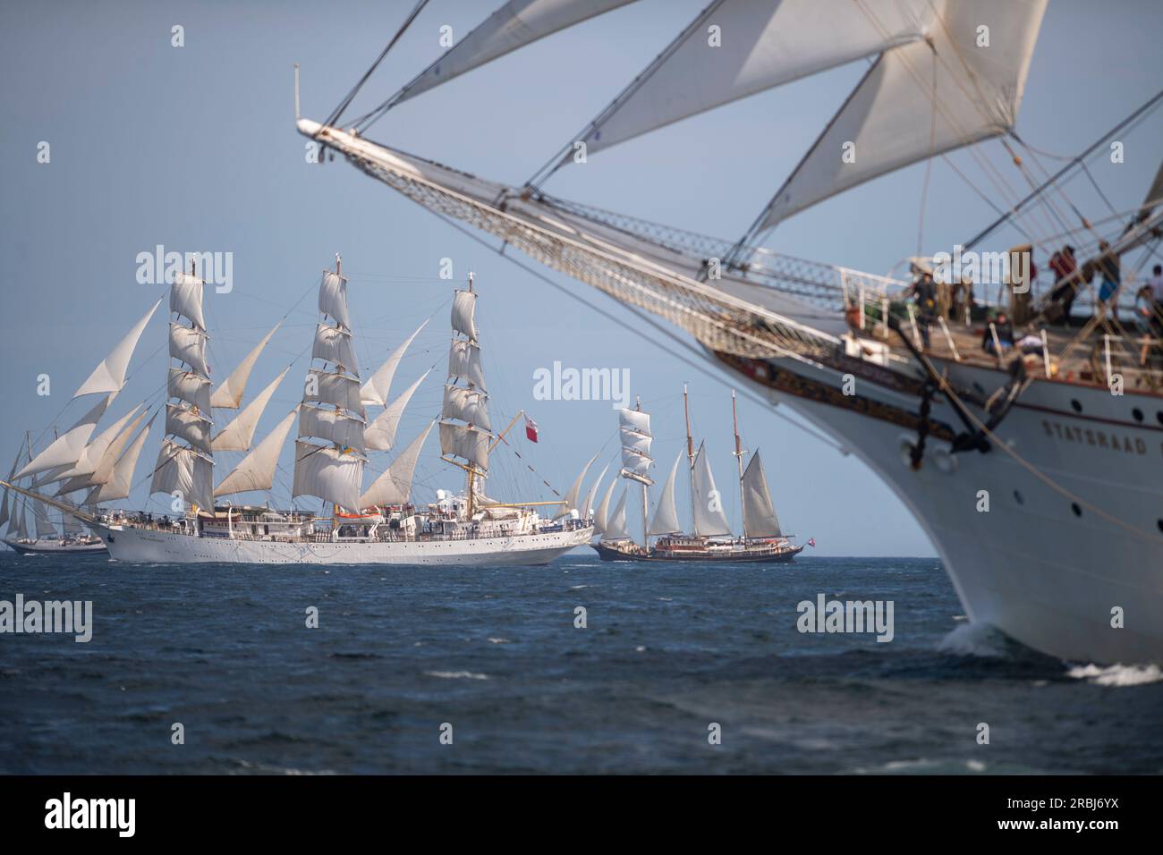 Sunday 9th 2023 - Hartlepool, UK. The Tall Ships are pictured under a ...