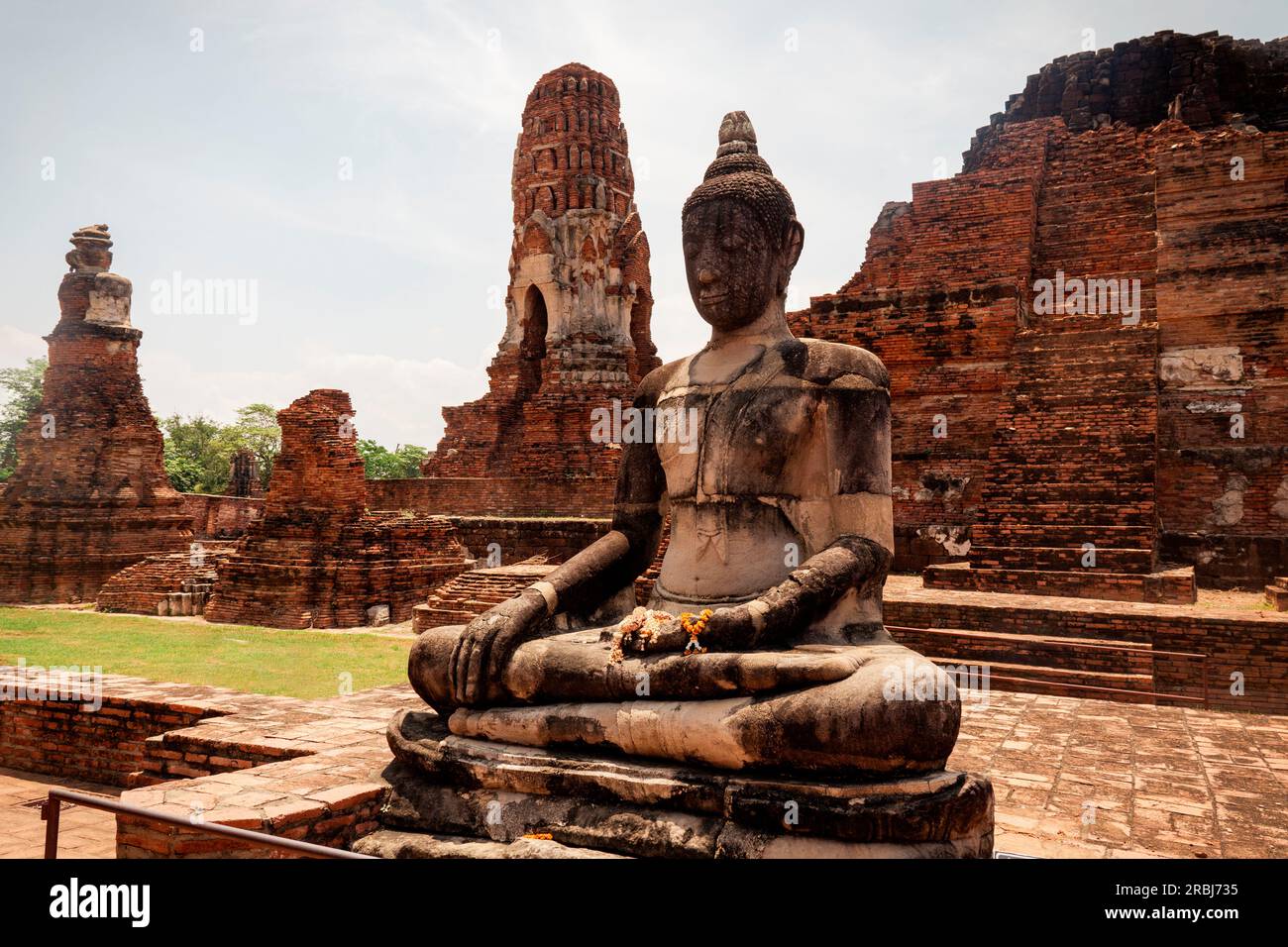 Buddha statue in temple complex at Wat Mahathat in Ayutthaya. Ayutthaya ...