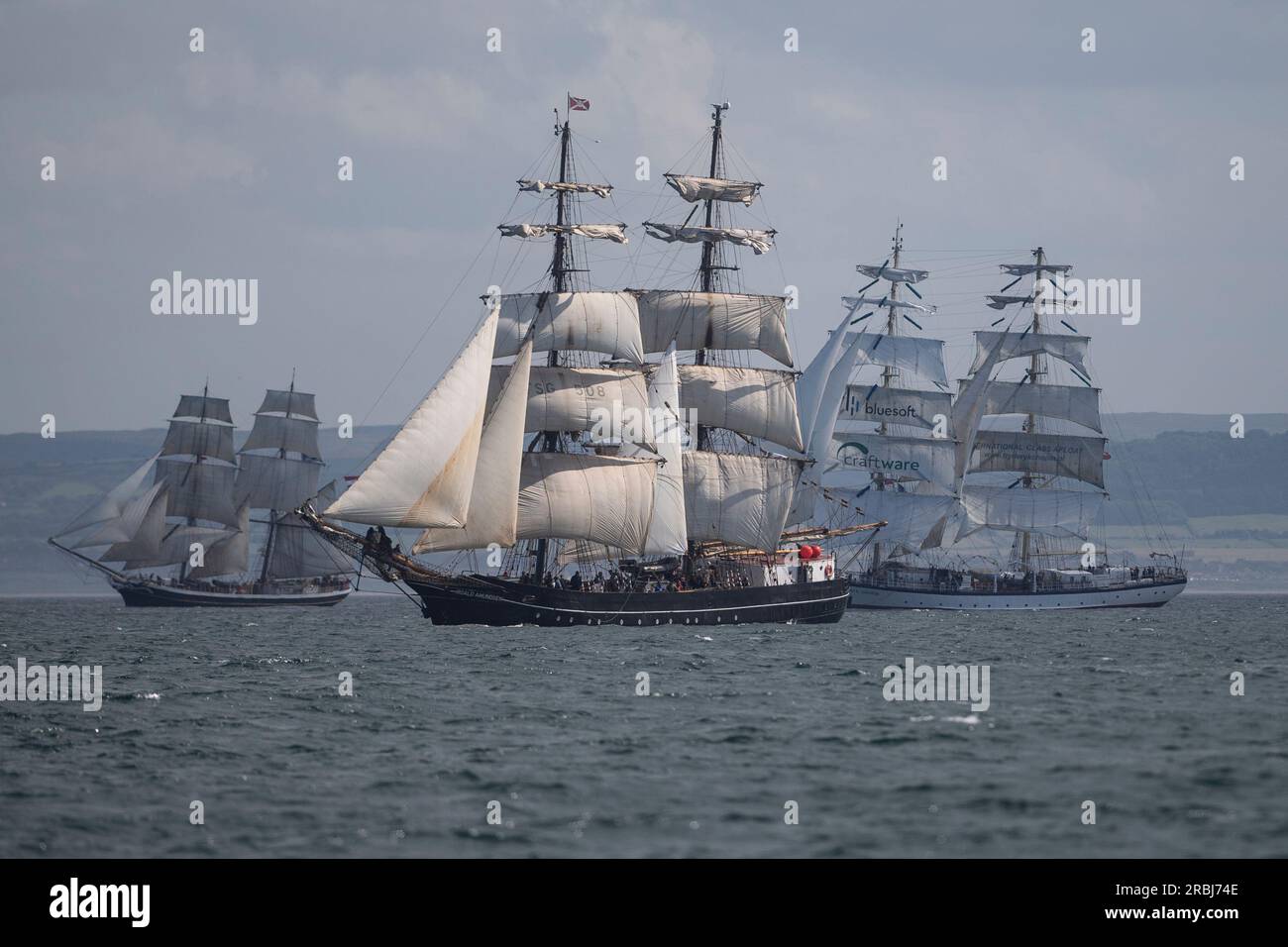 Sunday 9th 2023 - Hartlepool, UK. The Tall Ships are pictured under a ...
