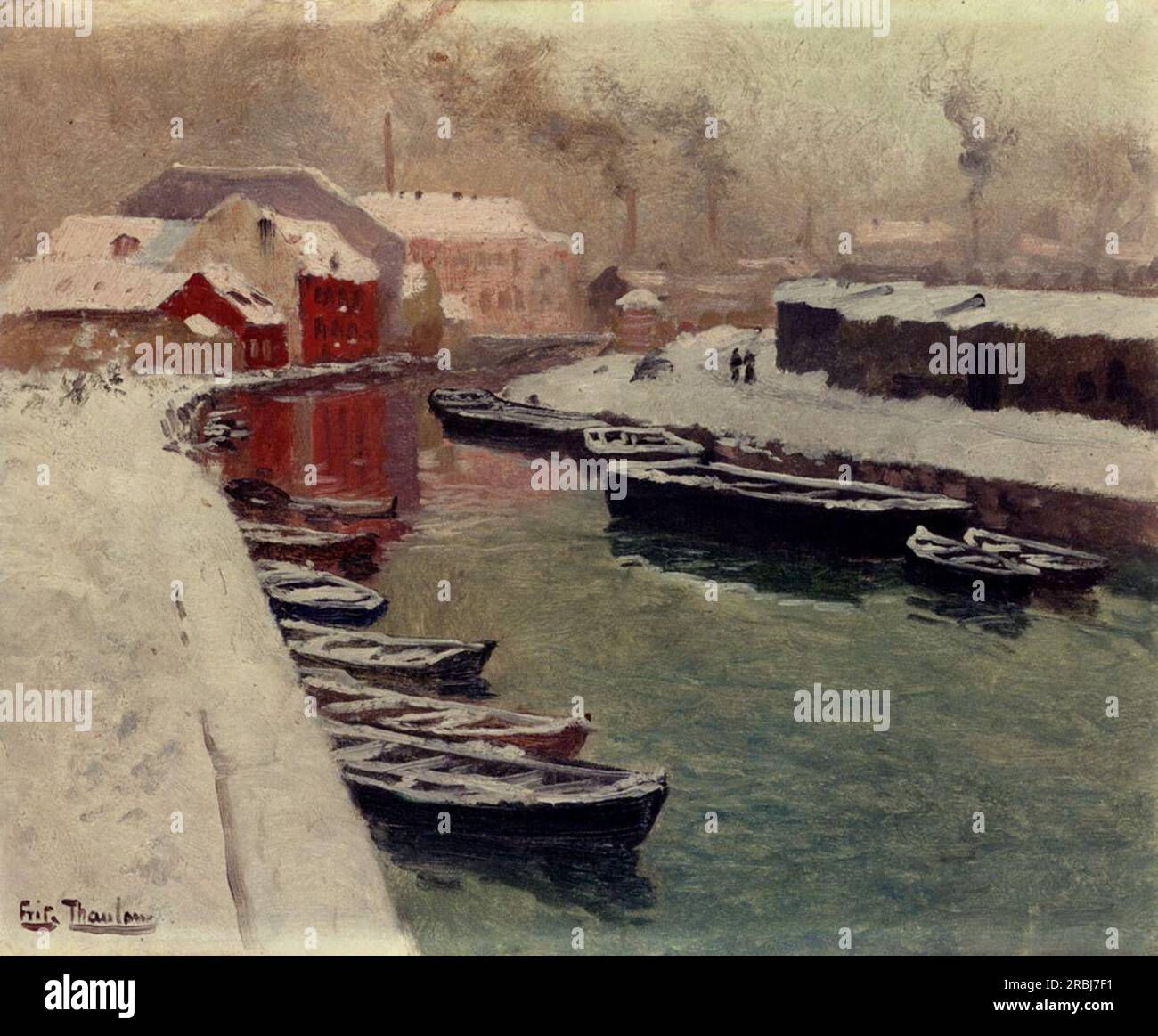 A Snowy Harbor View by Frits Thaulow Stock Photo - Alamy