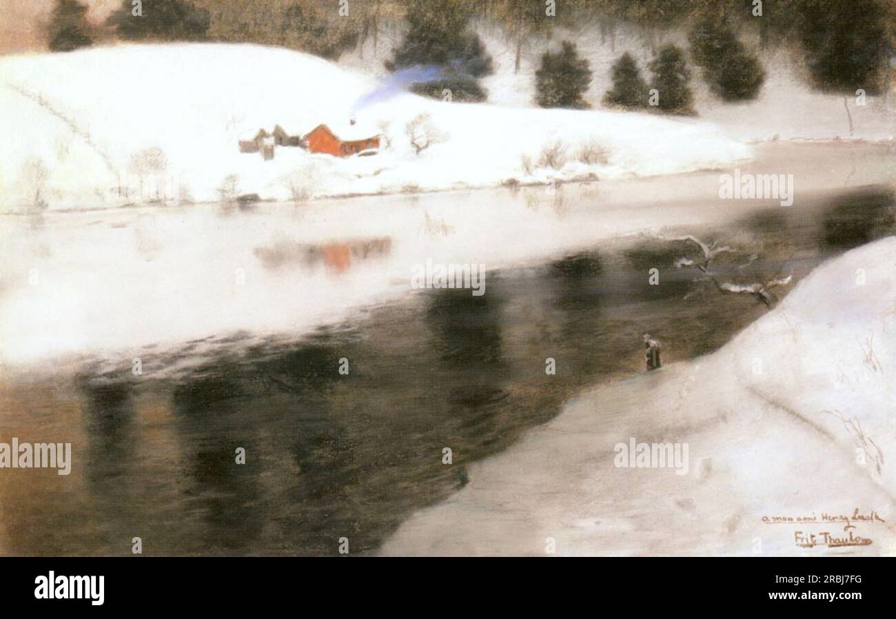 Winter at Simoa River by Frits Thaulow Stock Photo - Alamy