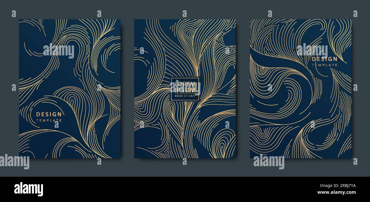 Vector japanese line texture patterns, luxury covers, hand drawn ...