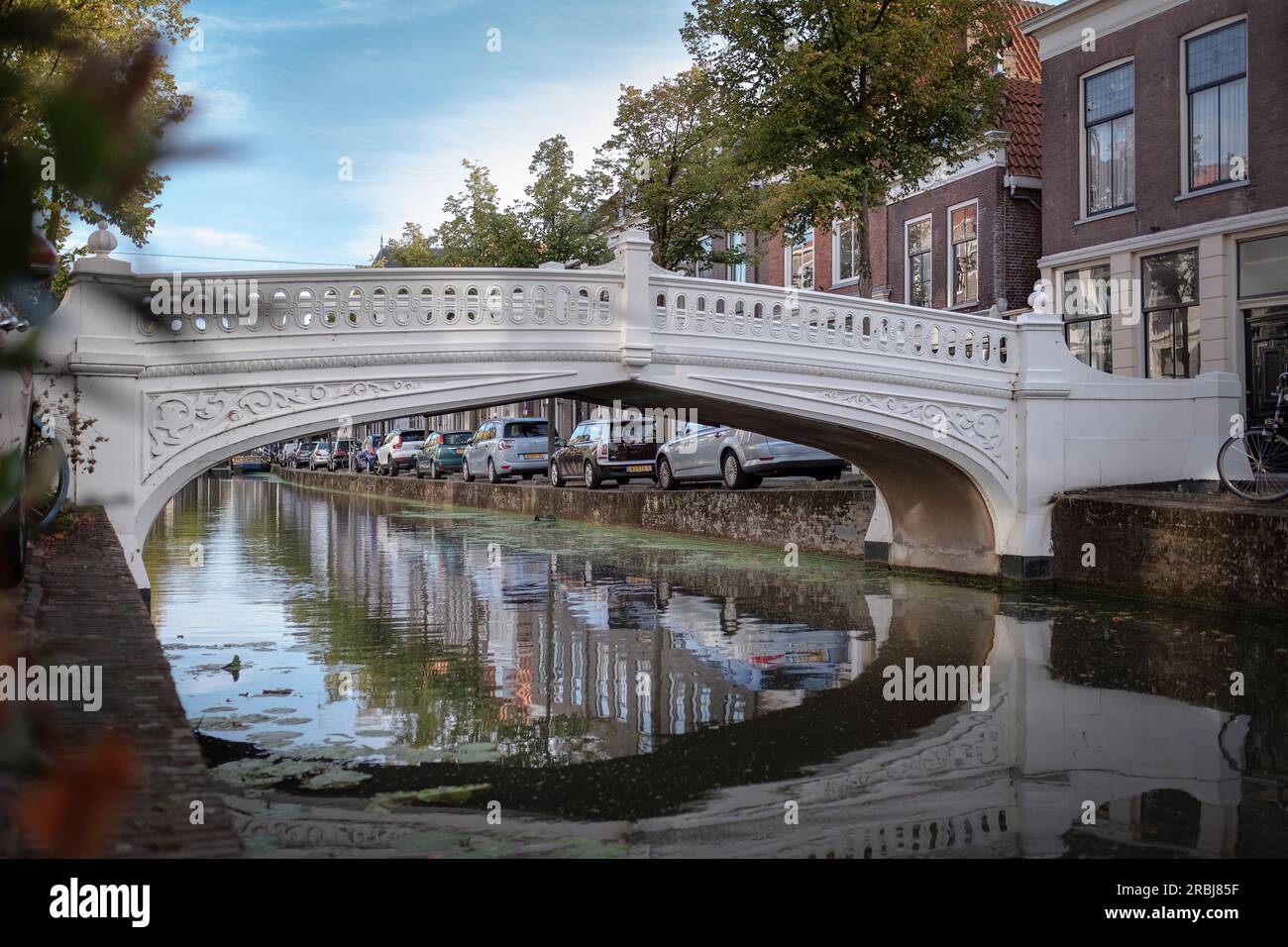 magnificent bridge over canal in Delf, province of Zuid-Holland ...