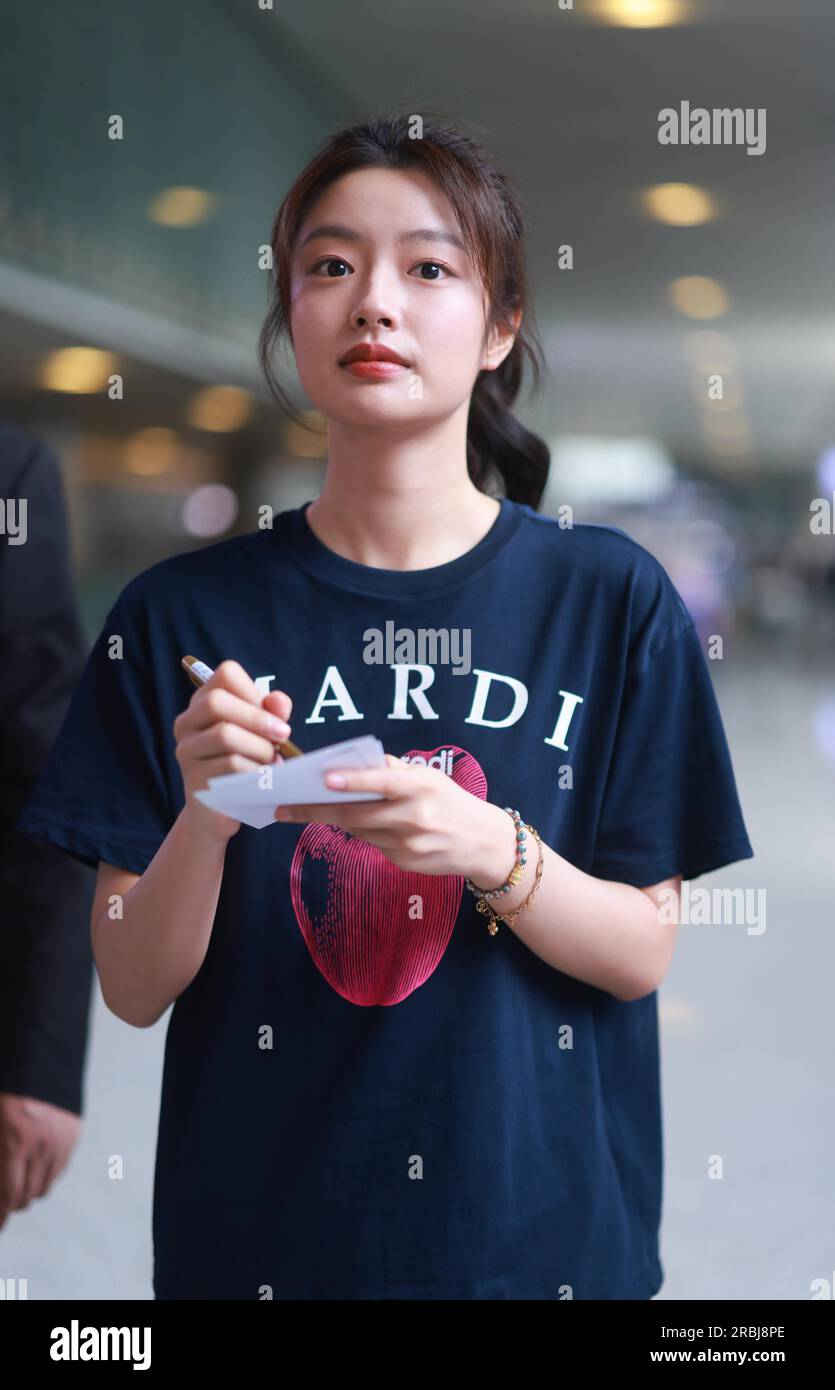 Chinese actress Xu Ruohan appears at airport in Shanghai, China. 7th July, 2023. (Photo by ...