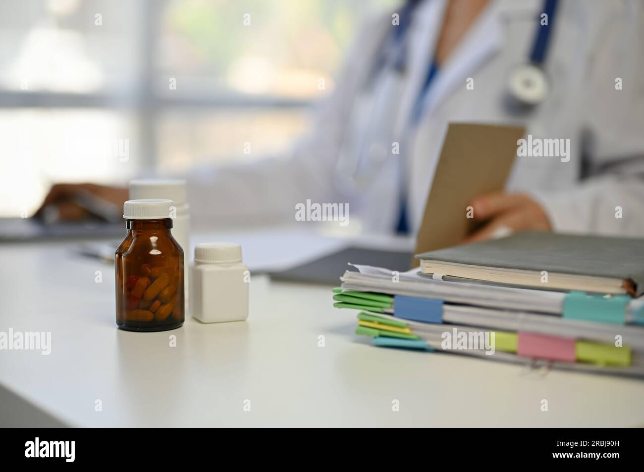Workplace doctor pharmaceutical table medicine hi-res stock photography ...